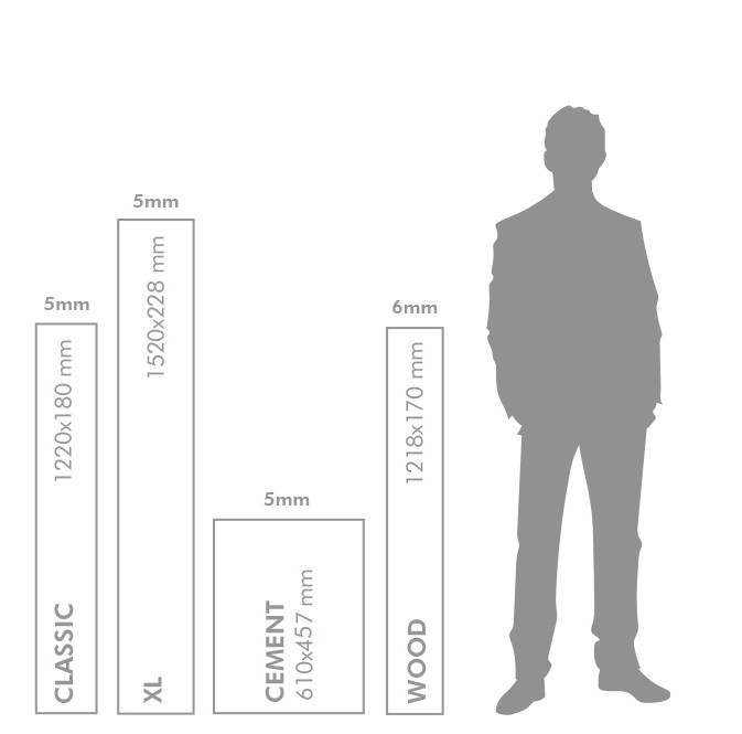 Pavimento flotante SPC acabado imitación a madera o cemento